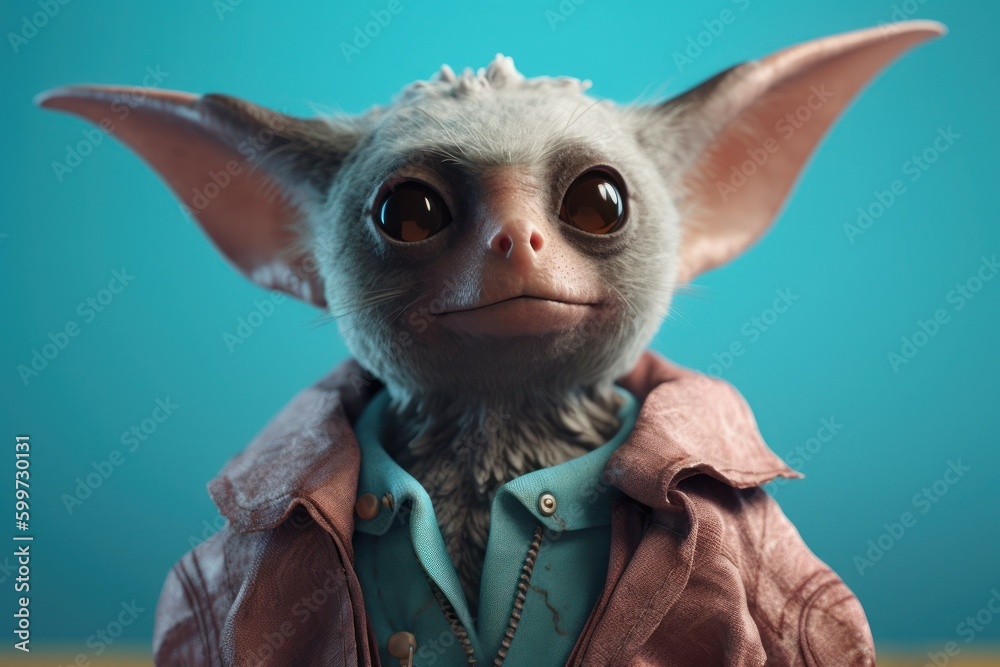 Anthropomorphic bat dressed in human clothing. humanized animal concept ...