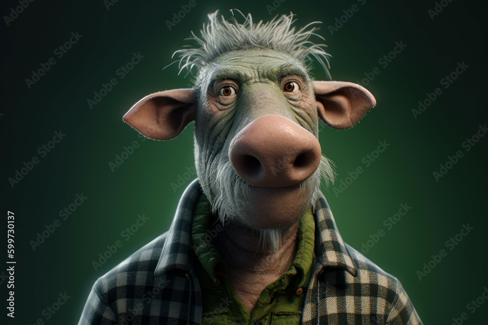 Anthropomorphic boar dressed in human clothing. humanized animal ...