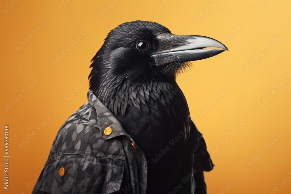 Anthropomorphic Black Crow dressed in human clothing. humanized animal ...