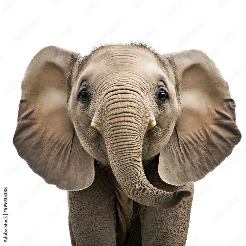 Baby Elephant Face Shot Isolated on Transparent Background - Generative ...