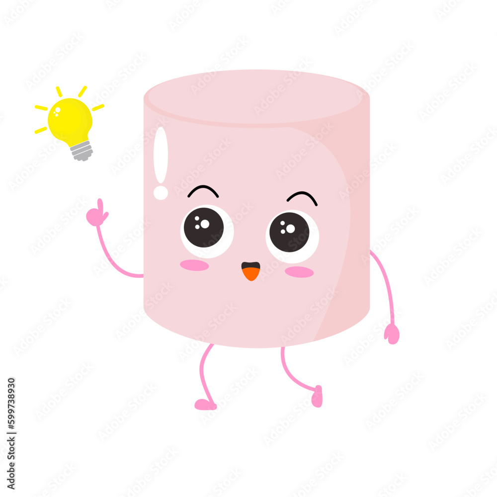 Vector illustration of marshmallow character with curious cute ...