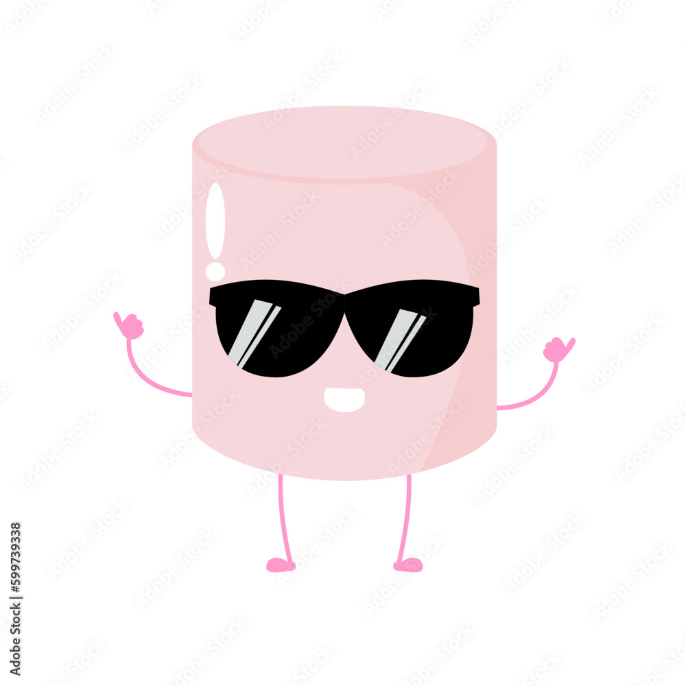 Vector illustration of marshmallow character with curious cute ...