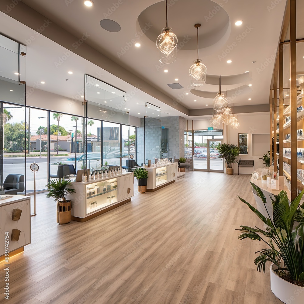 Clean open layout for a retail store with great lighting Stock ...