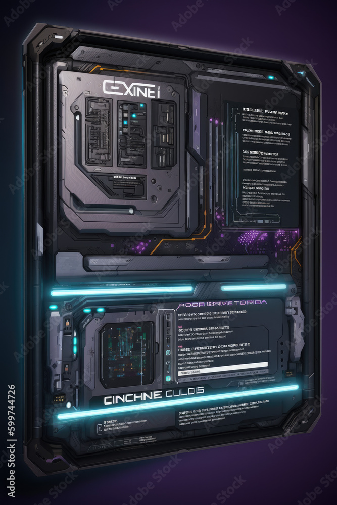 Cardback design for a cyberpunk trading card game, long symetric ...