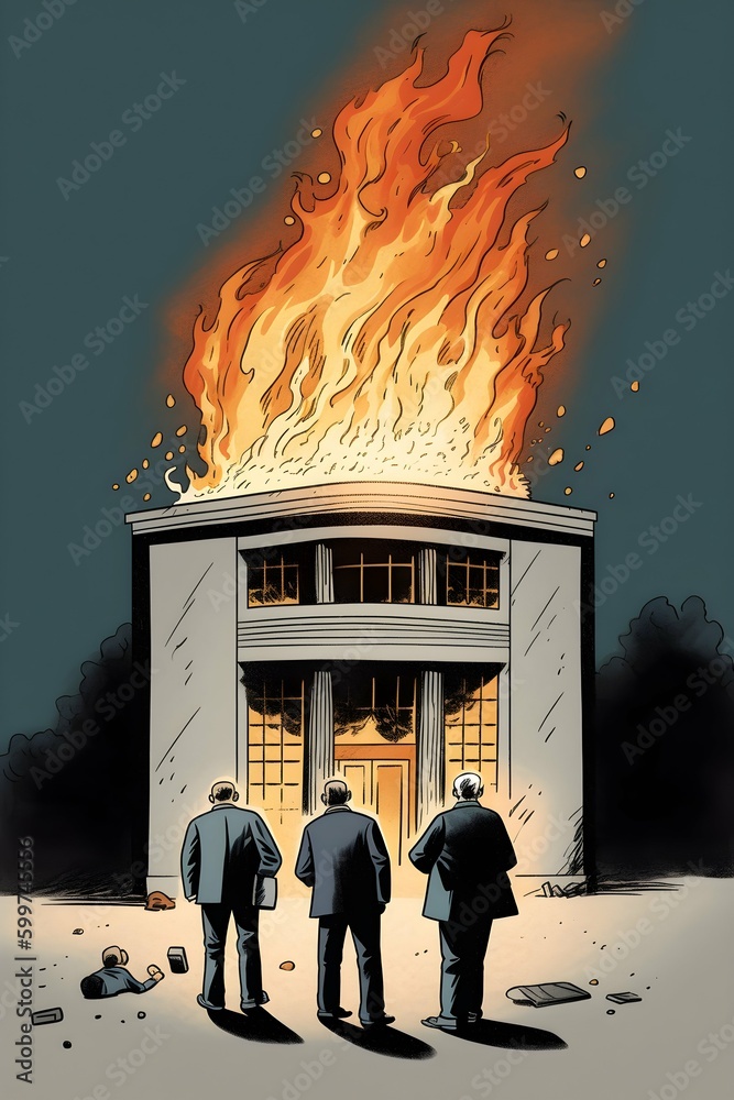 banking crisis recession & inflation: cartoon illustration bankers in ...