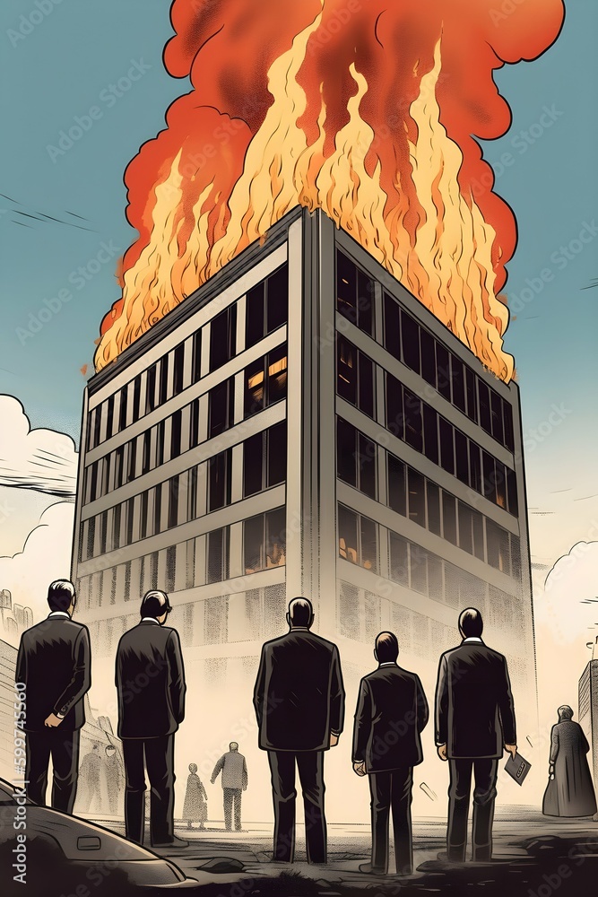 banking crisis recession & inflation: cartoon illustration investment ...