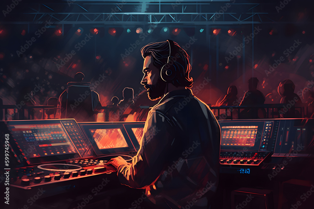 Dj in front of crowd. Neural network AI generated art Generative AI ...