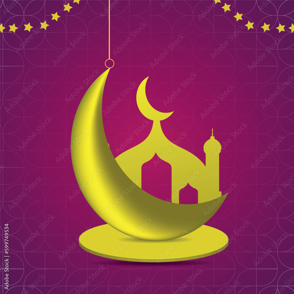 Islamic background with Crescent moon and mosque Stock Vector | Adobe Stock