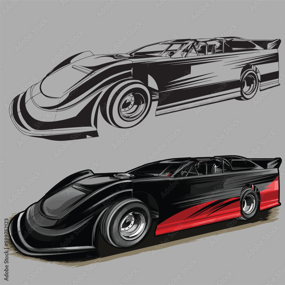 black drag race racing car isolated in gray background for business ...