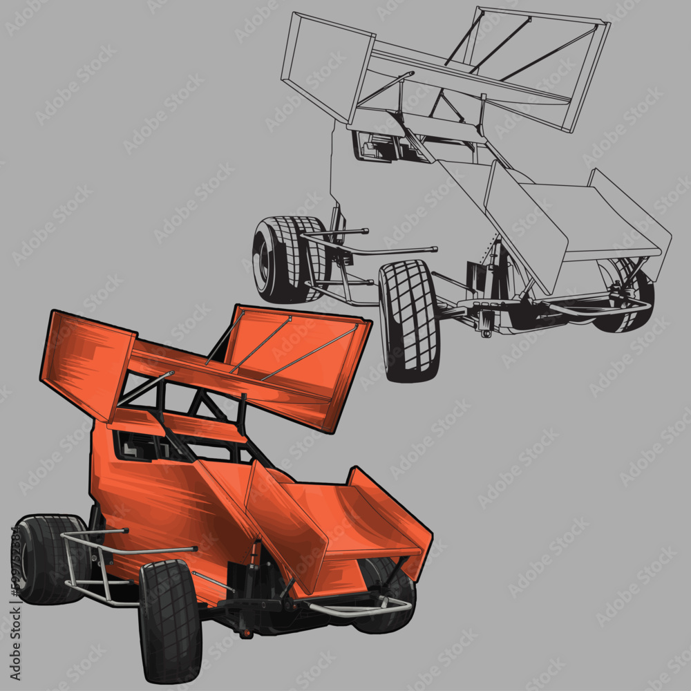 orange drag race racing car isolated in gray background for business ...