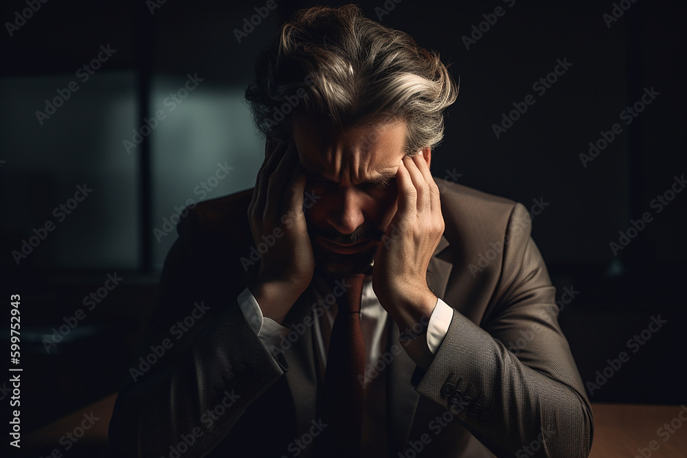 Stressed Office Worker, Overworked and Burnt Out With Generative AI ...