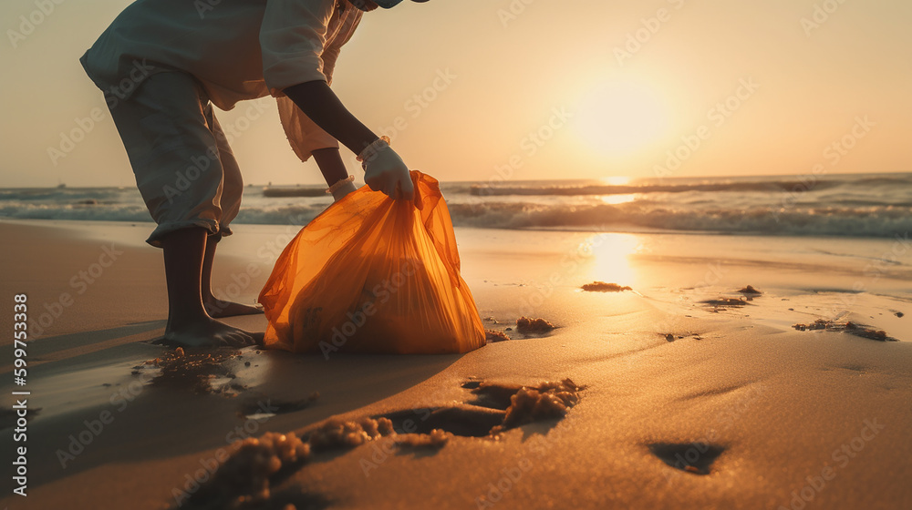 Join the Fight Against Plastic Pollution, Hand Picking Trash on the ...