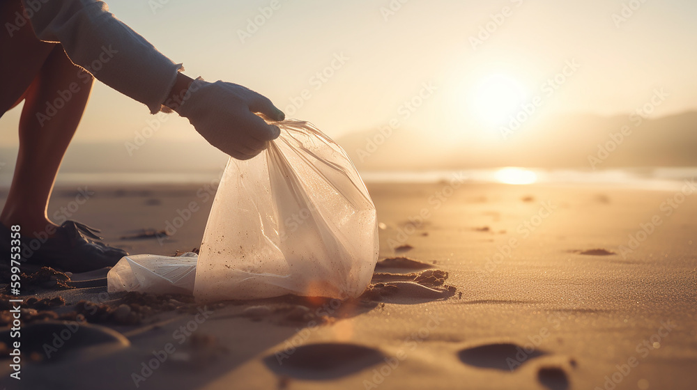Join the Fight Against Plastic Pollution, Hand Picking Trash on the ...