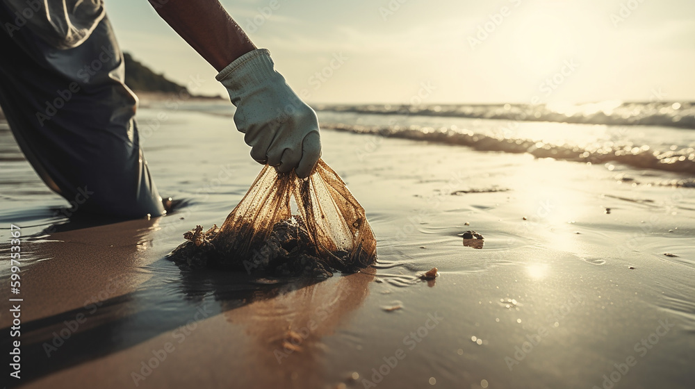 Join the Fight Against Plastic Pollution, Hand Picking Trash on the ...