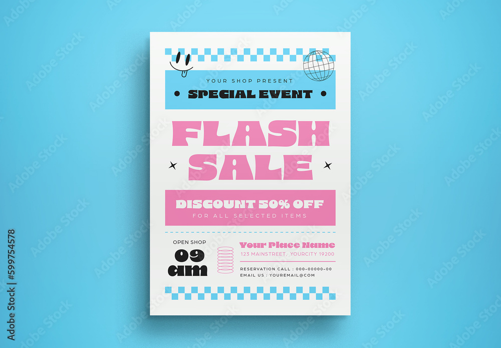 White Edgy Flash Sale Flyer Layout Stock Template | Adobe Stock