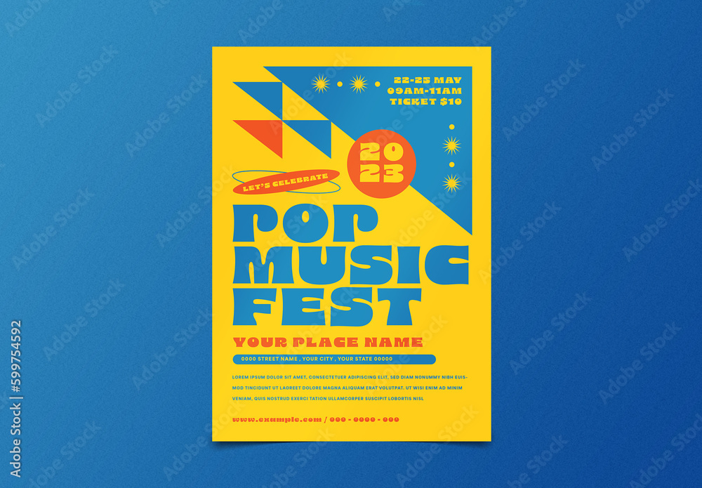 Modern Pop Music Festival Flyer Layout Stock Template | Adobe Stock