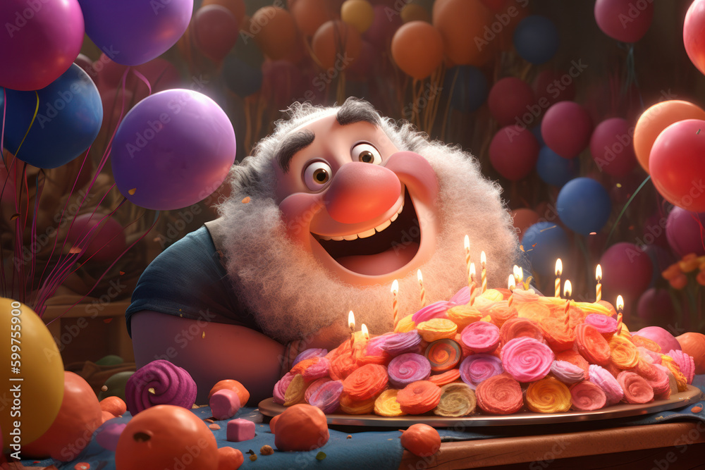 Happy birthday card and plate full of cookies. AI generation Stock ...