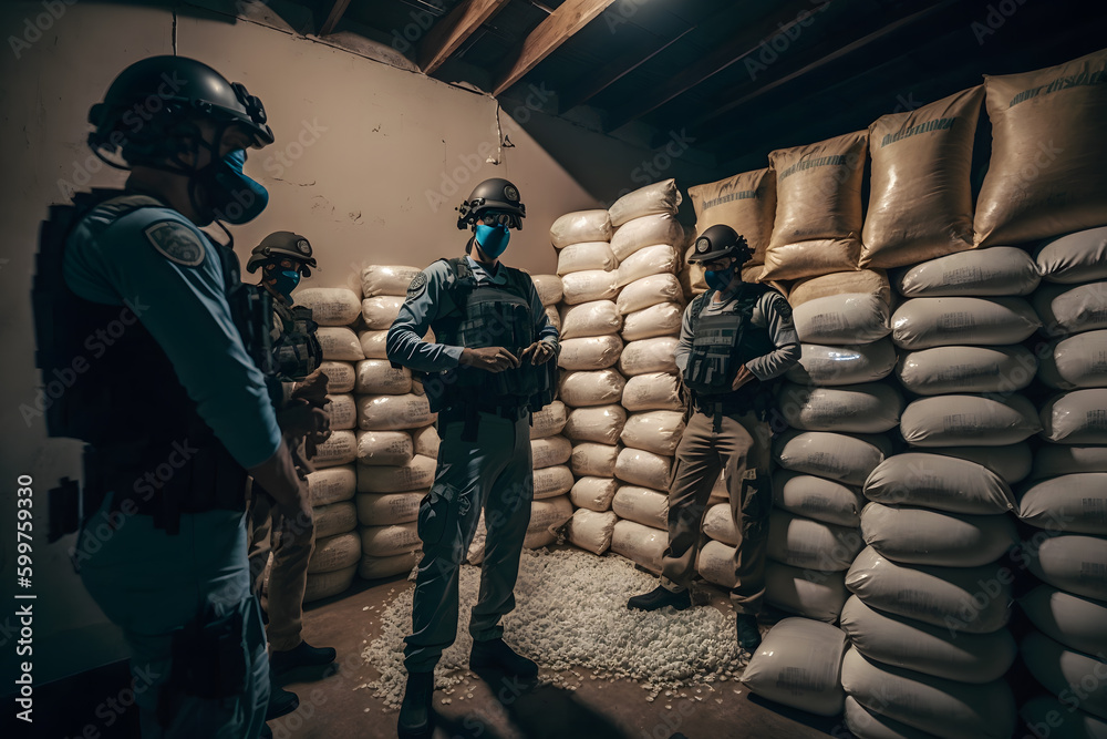 Fully Armed Special Anti-Narcotics Task Forces Soldier. Neural network ...