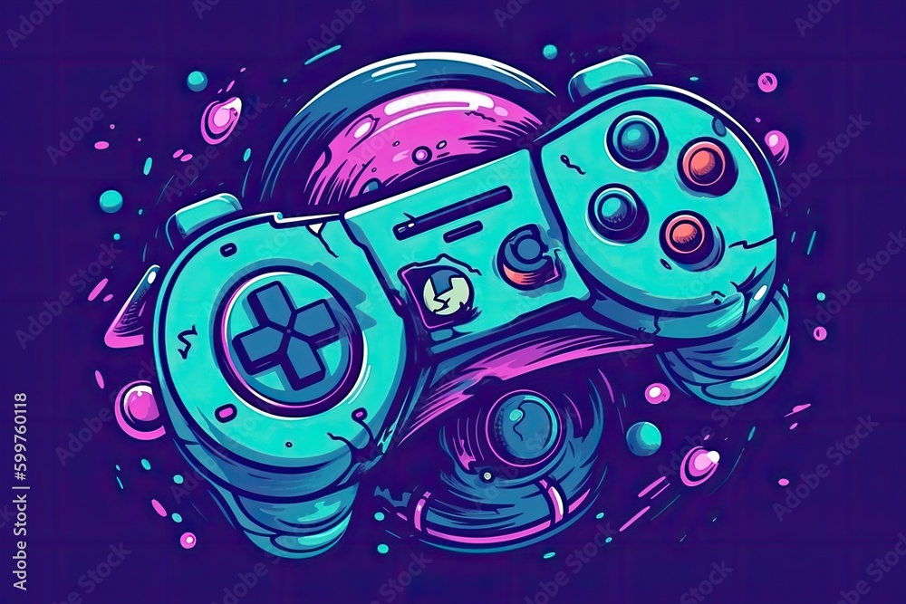 purple video game controller on a gradient background Generative AI ...