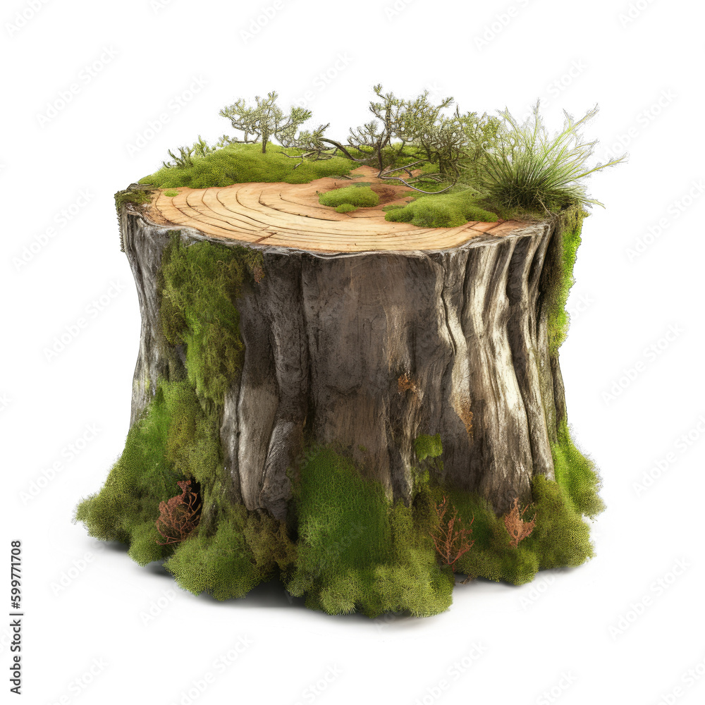 Stump Log with Moss Isolated on Transparent Background - Generative AI ...