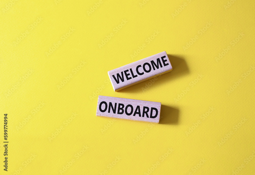 Welcome onboard symbol. Concept words Welcome onboard on wooden blocks ... Welcome onboard symbol. Concept words Welcome onboard on wooden blocks ...