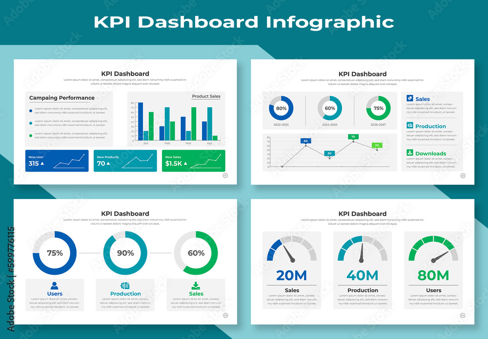 KPI Dashboard Infographic Layout Stock Template | Adobe Stock