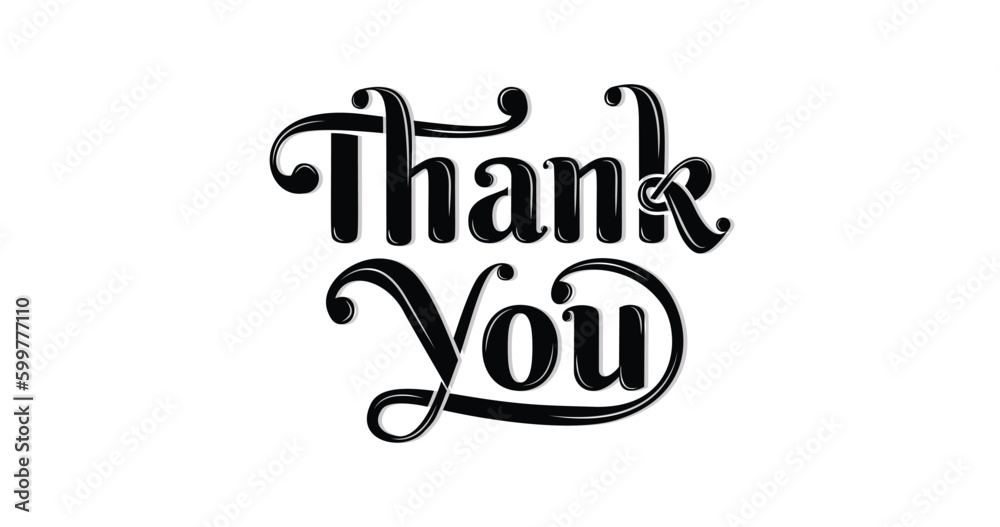 Thank you text. Hand-drawn thank you typography. Handwritten modern ...
