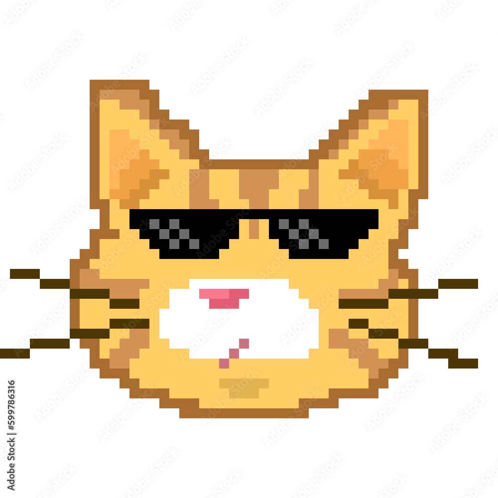 pixel art cat sunglasses Stock Illustration | Adobe Stock