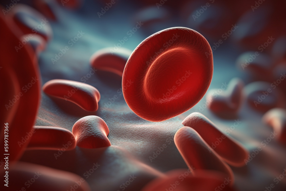 A medical image of a sickle cell, a type of red blood cell with an ...