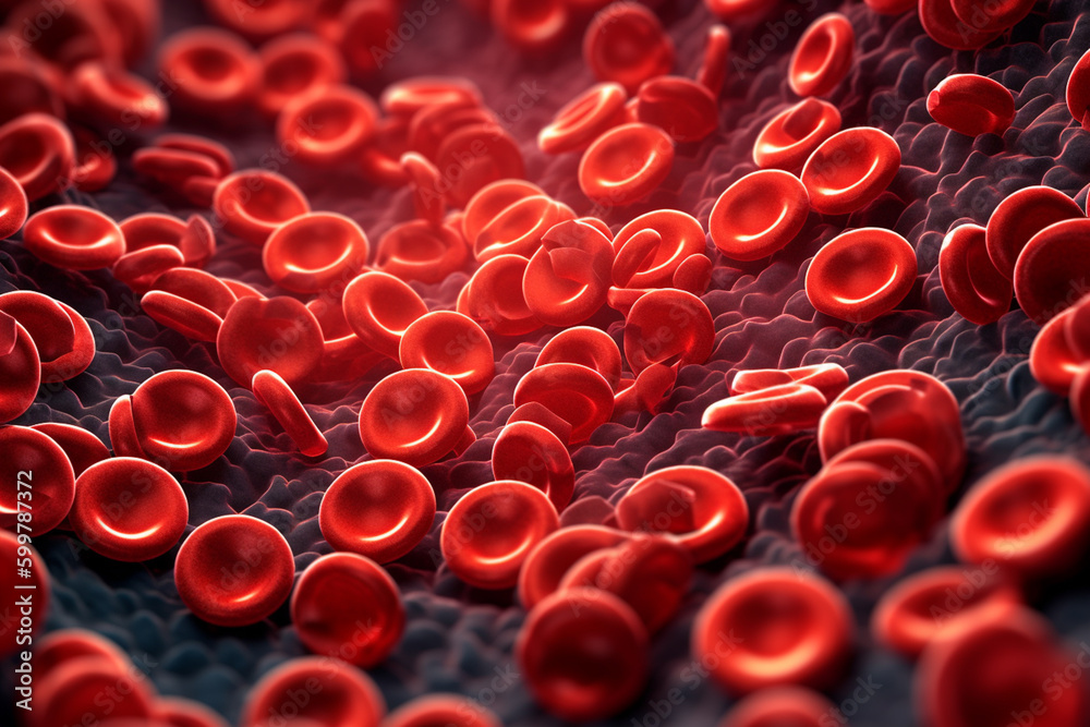 An illustration of blood cells in a circular pattern, resembling a ...