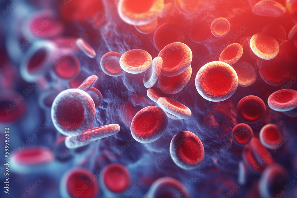 Ilustracja Stock: A medical image of a leukemic blood smear, with an ...
