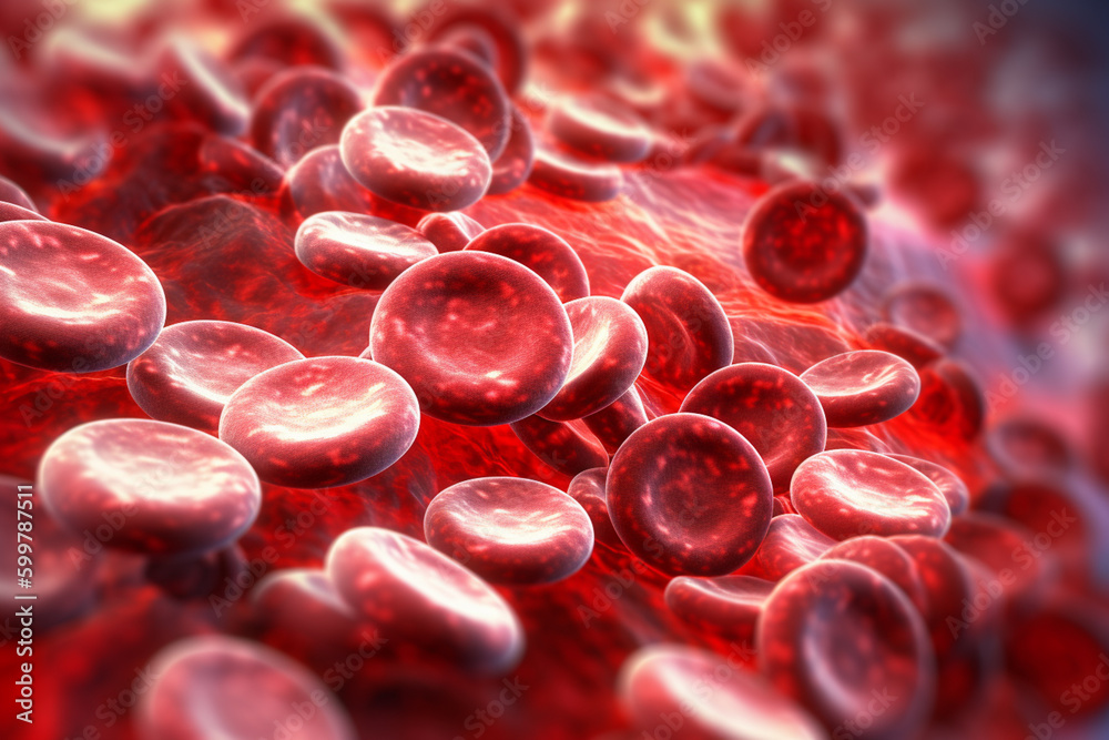 A medical image of a leukemic blood smear, with an overabundance of ...