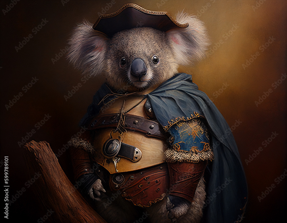 Oil Painting of a Koala Dressed Like a Pirate | Generative AI Stock ...