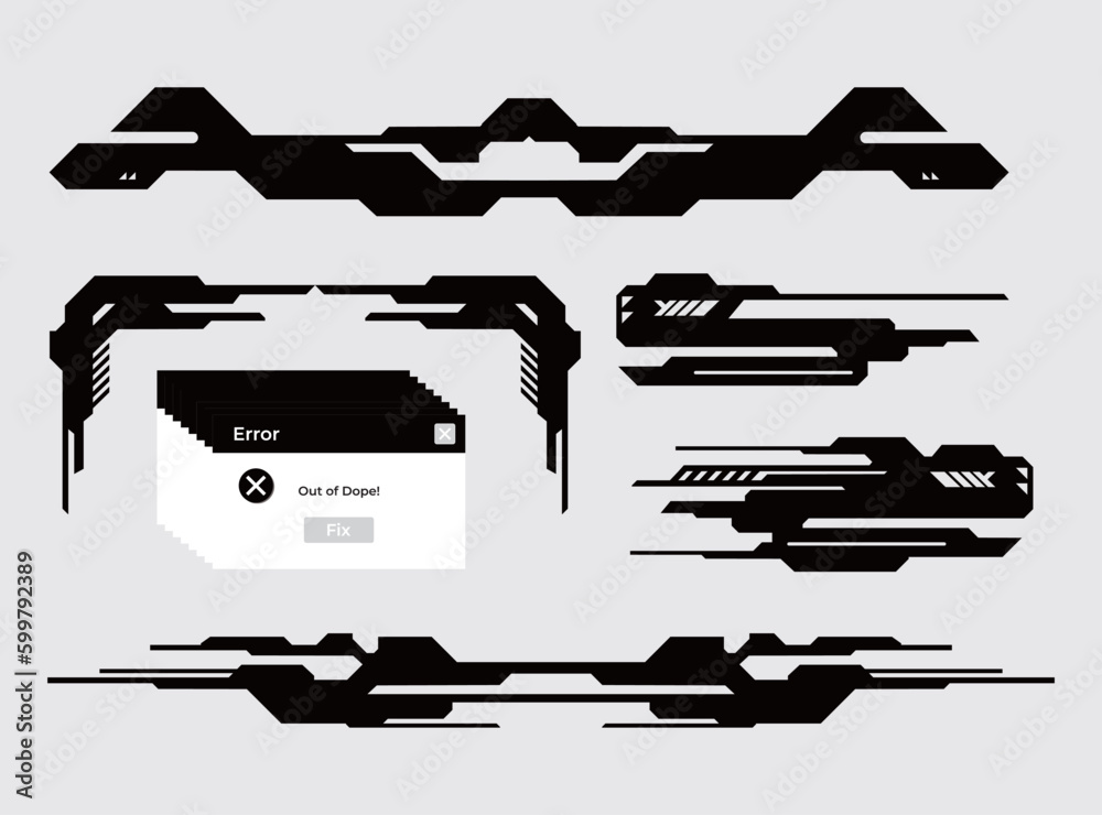 HUD futuristic frame border game swag streetwear elements pack panel ...