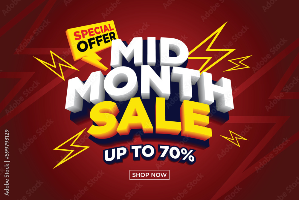 Mid month sale poster or banner vector template design. Big sale event ...