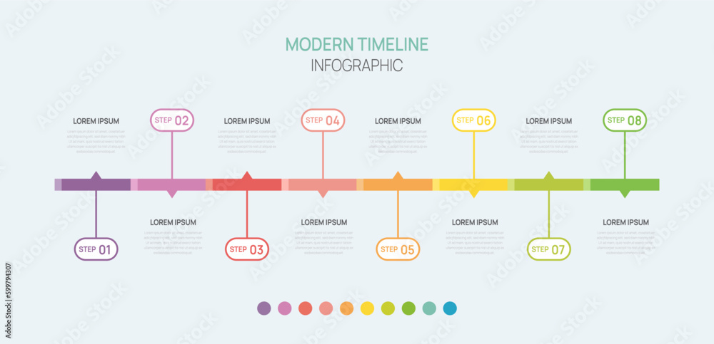 Abstract business infographic template 8 Step options. Colorful diagram ...