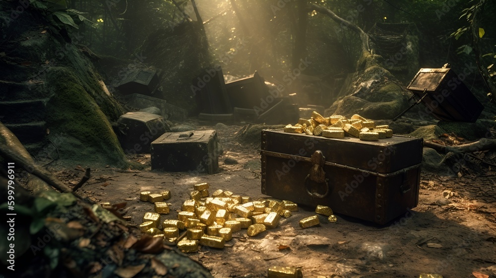 Massive lost ancient treasure of gold in the jungle, Color Grading ...