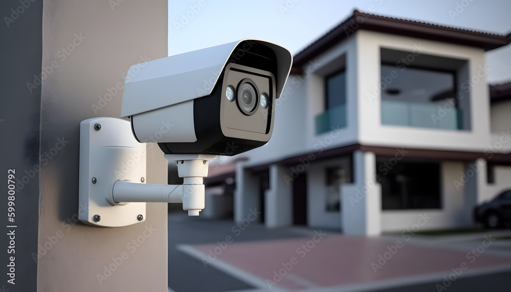 CCTV Security Camera for private home, Alarm system banner. Generation ...