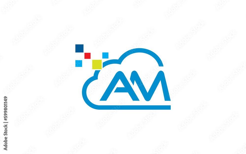 Cloud technology logo and Cloud Tech monogram Template and science and ...