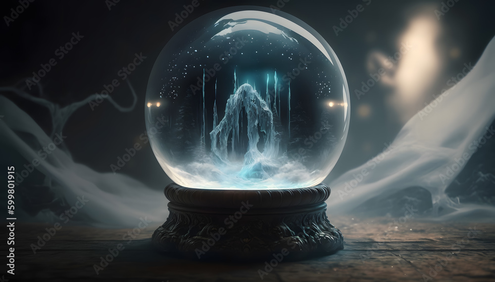 Photo & Art Print Crystal magic ball predict fate with fog and smog ...
