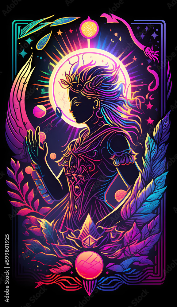 Magic color occult cards. Vintage mystic tarot cards with icon people ...