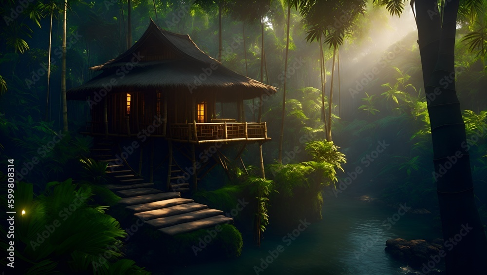 Bamboo and Banyan Tree Treehouses with Running Water Create With ...