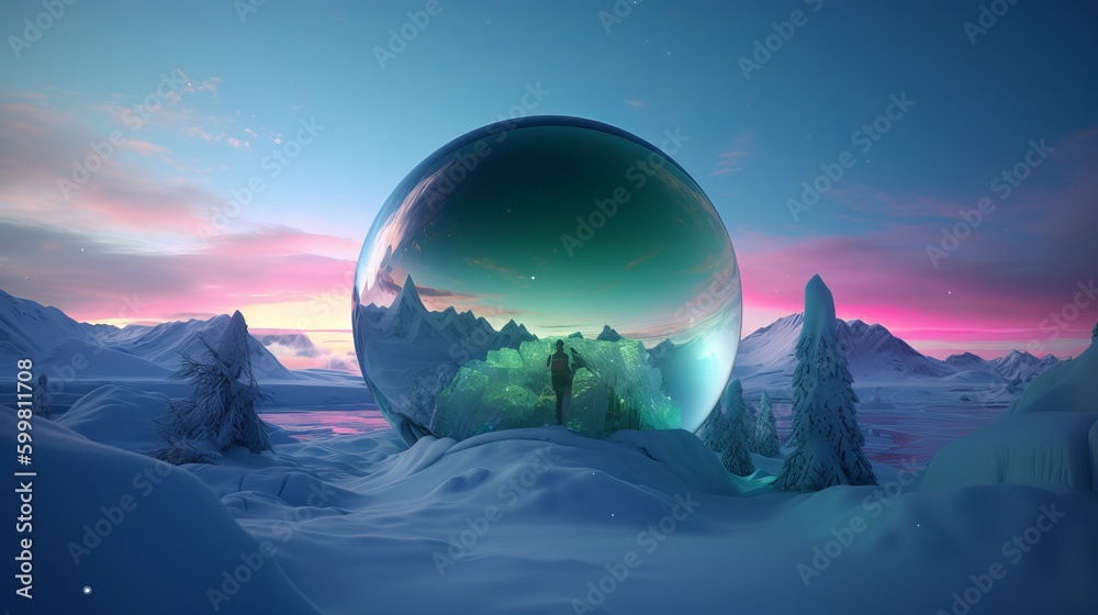 Surreal complex CG rendering Transparent, Snow Light, Body Light, sky ...