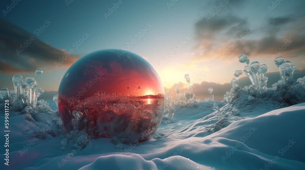 Surreal complex CG rendering Transparent, Snow Light, circular green ...