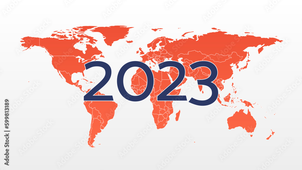 2023 World map infographic symbol. International illustration vector ...