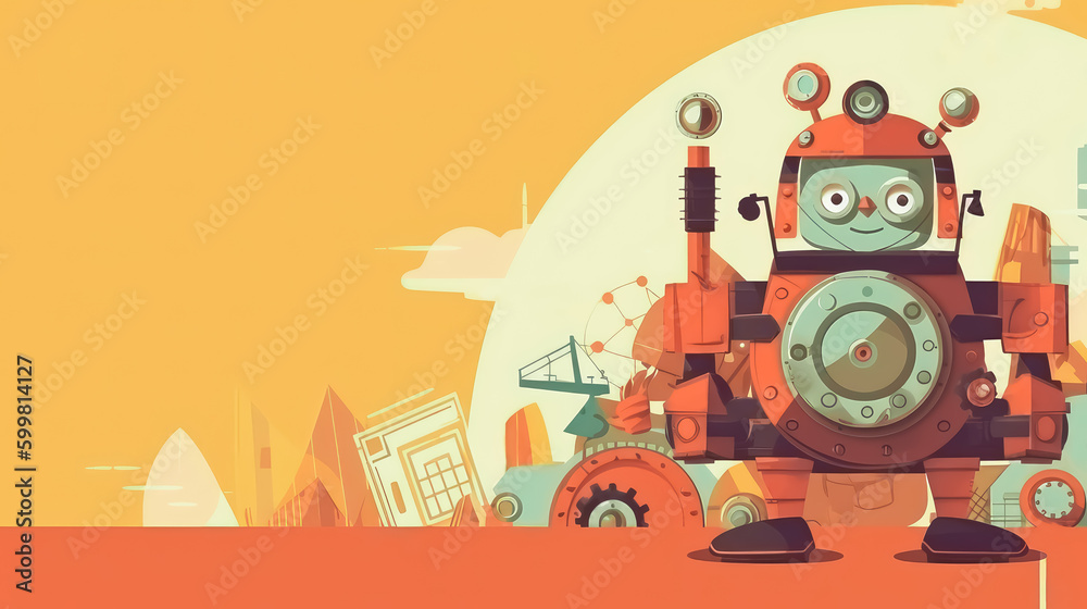 Robot and Machine Kid Fun background for Educational Banner and poster ...