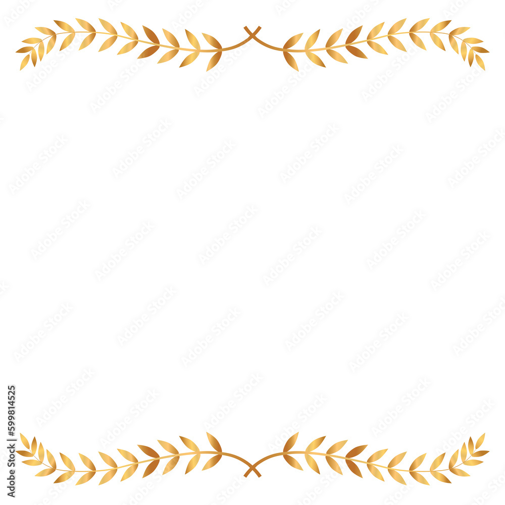 Gold Vintage laurel line decorative isolate on white transparent ...