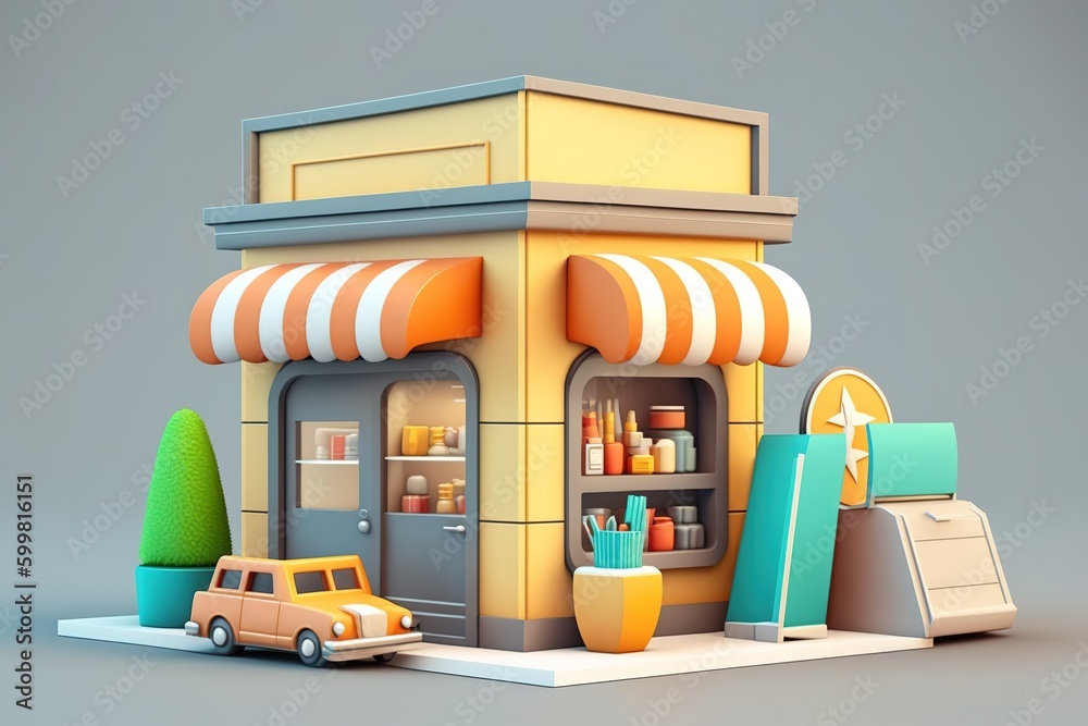 3d render shop icon with isolated background Generative ai Stock ...