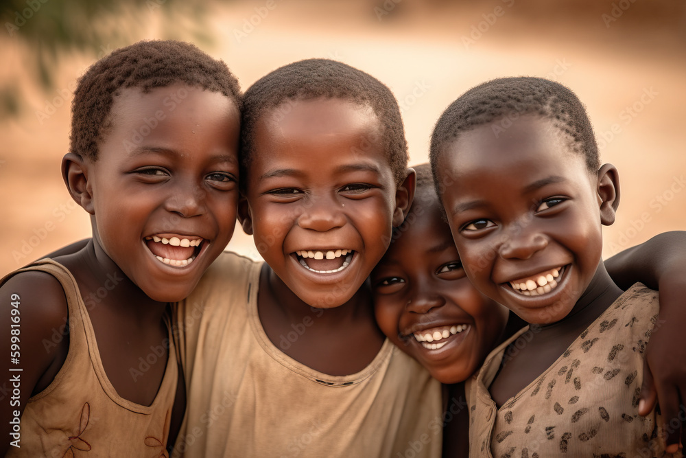Close Up Of the Faces of a Group of Rural African Young Boys Smiling ...