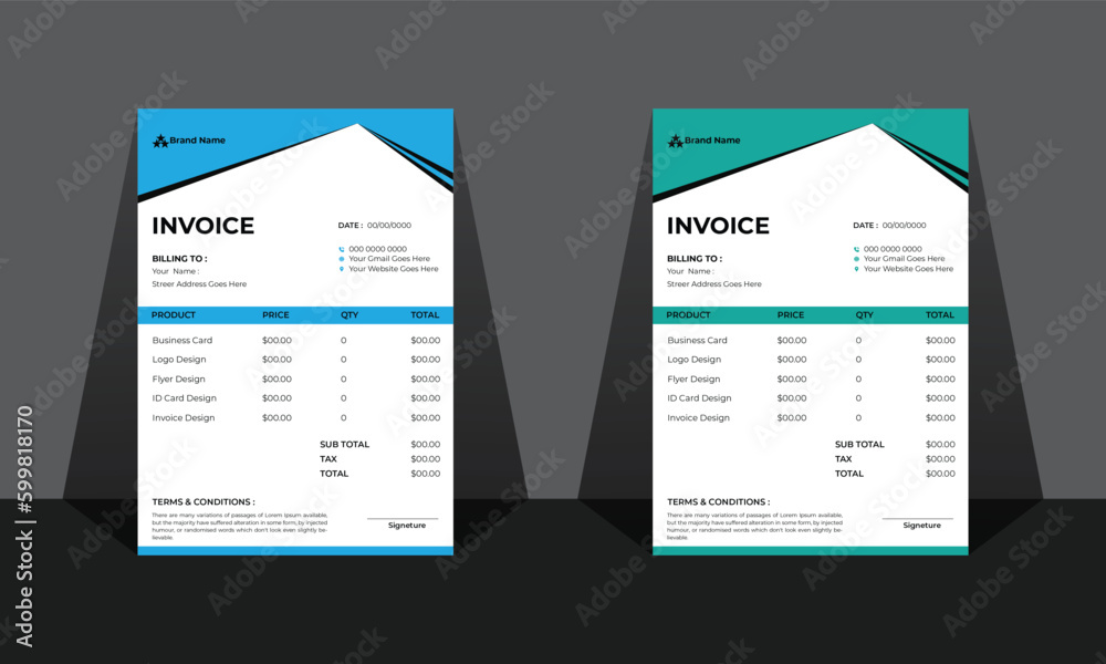 Professional and modern invoice, template Invoice, Minimal design ...